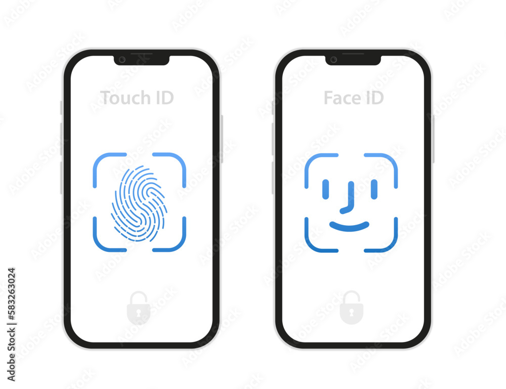 Face scanning process. Facial detection symbols. Face recognition ...