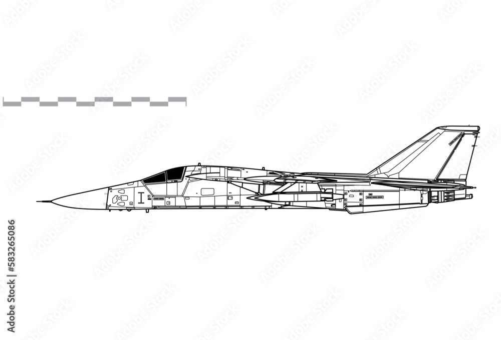 General Dynamics FB-111A with AGM-69 SRAM missile. Vector drawing of ...