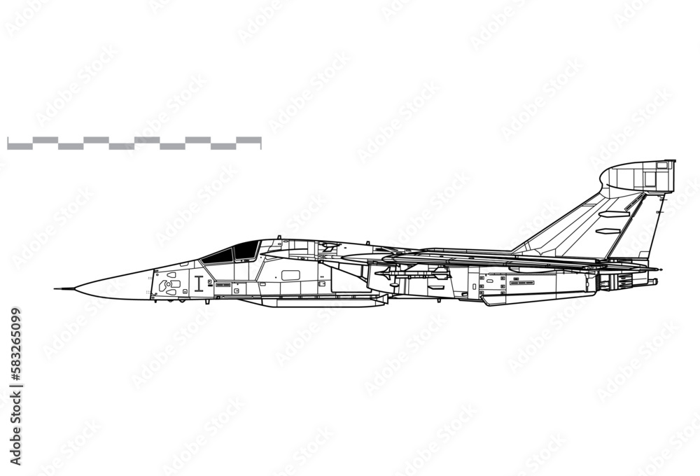 General Dynamics, Grumman EF-111A Raven. Vector drawing of ...