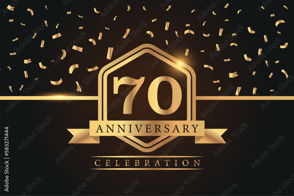 70th years anniversary celebration luxury golden logo design with gold ...