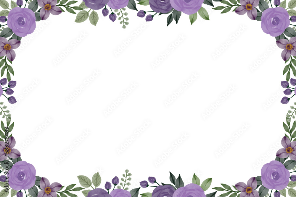 white background with purple rose border for greeting card Stock Vector ...
