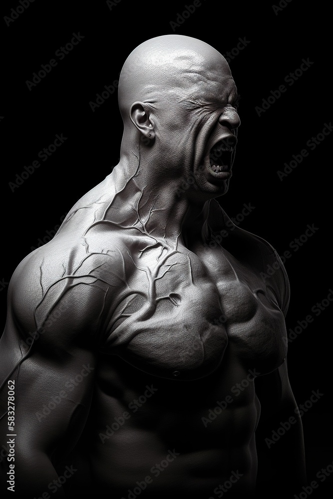 Exaggerated Bodybuilder Roid Rage Stock Illustration | Adobe Stock
