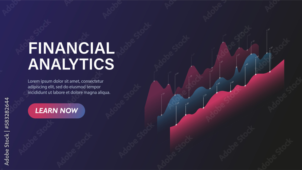Financial analytics concept. Several multicolored graphs for marketing ...