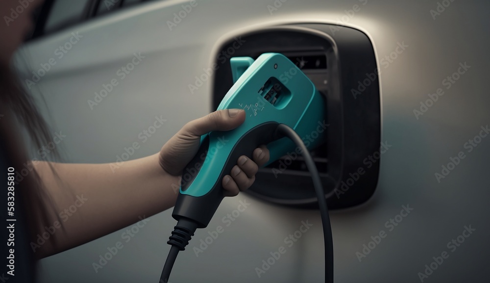 Close up, side view shot, selective focus of a woman's hand grabbing ...