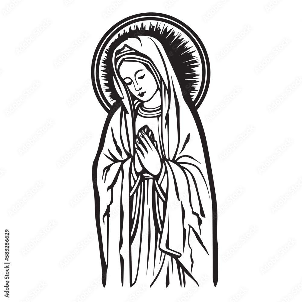 Virgin Mary Images Black And White