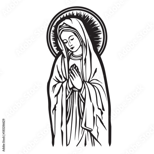 Virgin Mary Black And White Clip Art