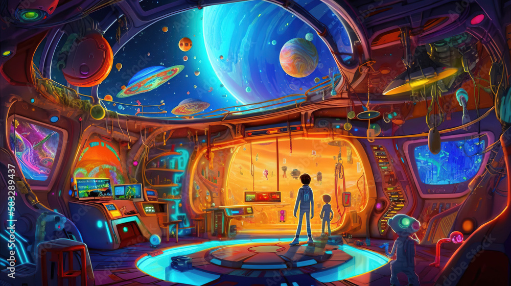 Cartoon kid space explorer. sketch art for artist creativity and ...