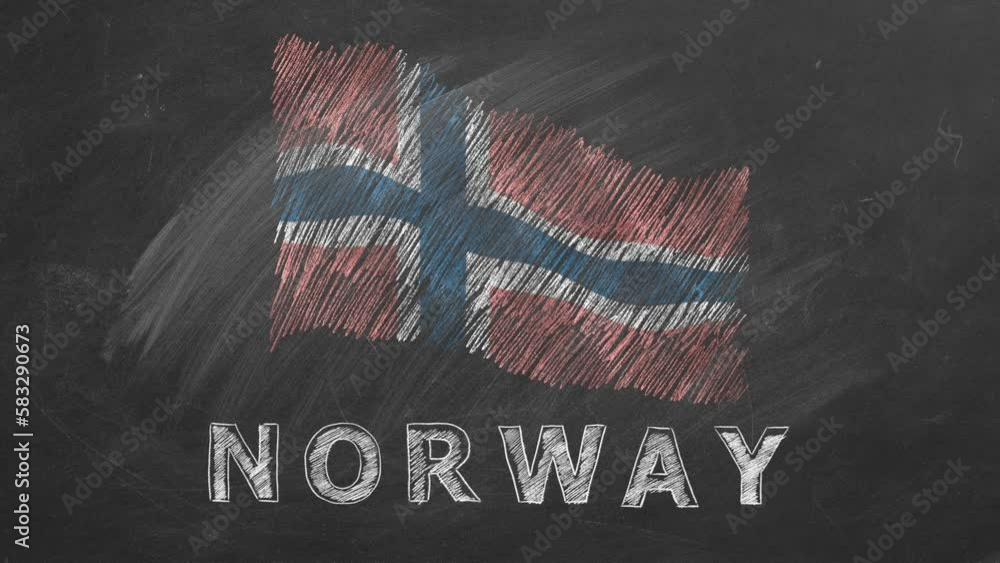 This video shows the process of drawing a flag of Norway on a black ...