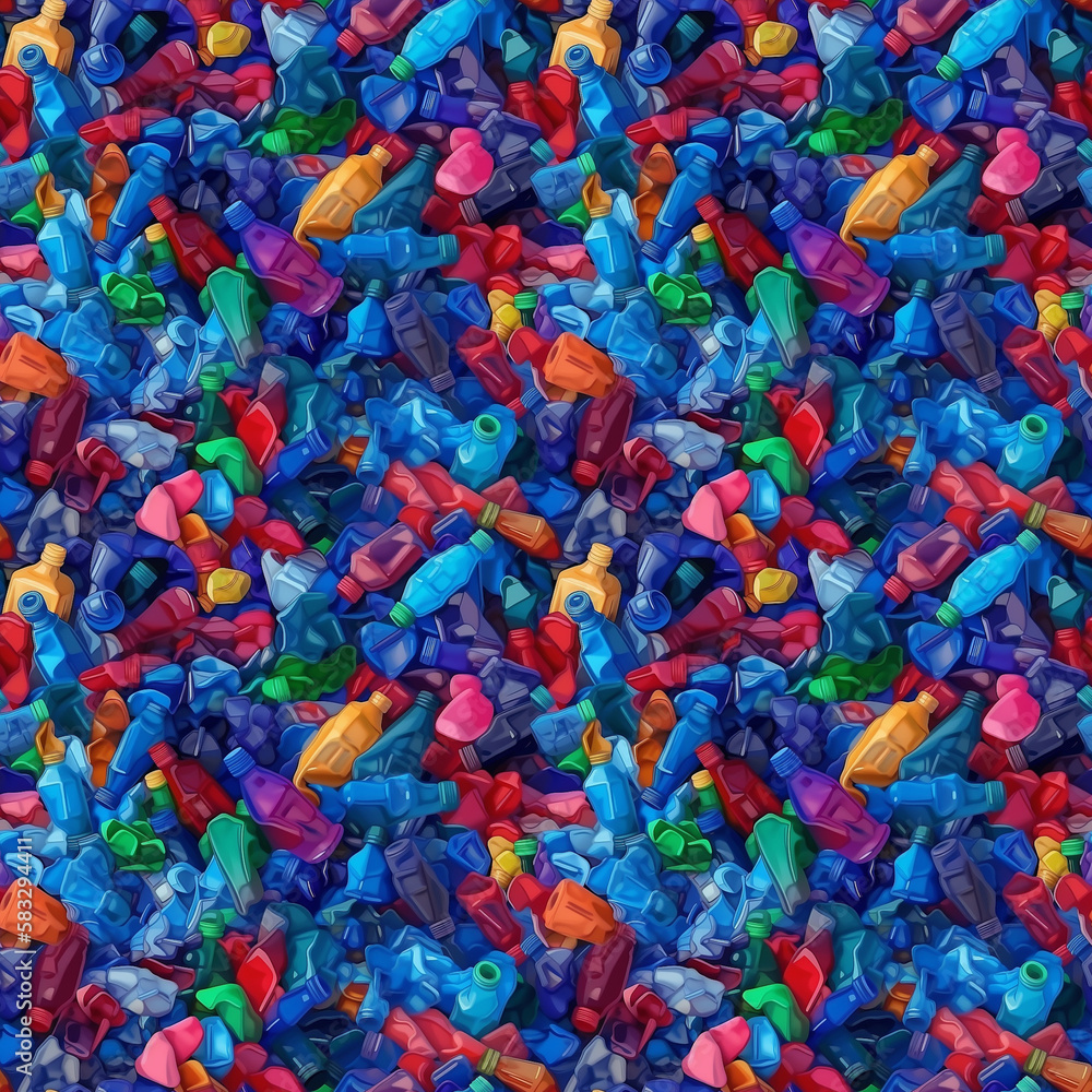 Seamless plastic bottles background pattern. Recycling and plastic ...
