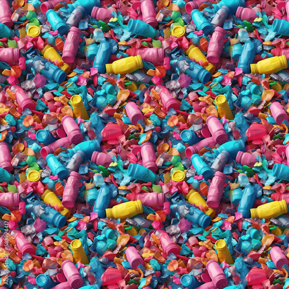 Seamless plastic bottles background pattern. Recycling and plastic ...