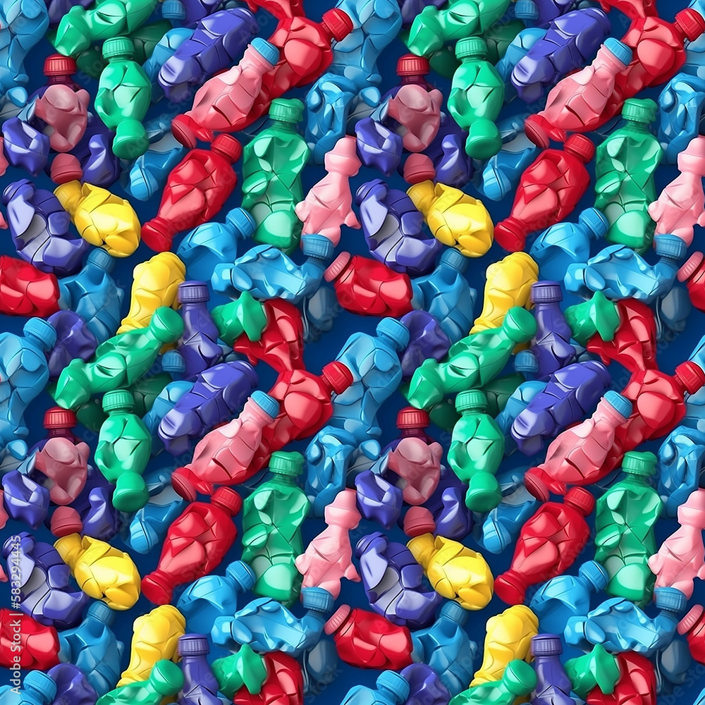 Seamless plastic bottles background pattern. Recycling and plastic ...