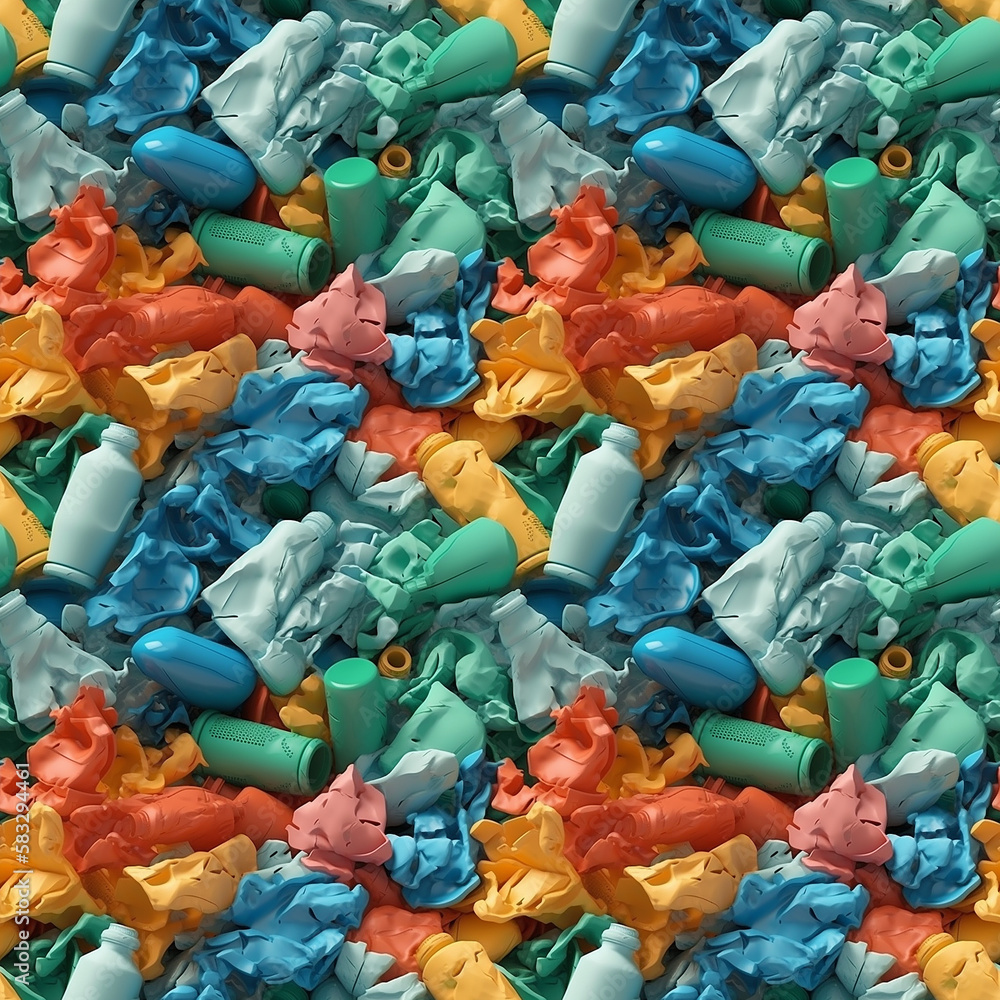 Seamless plastic bottles background pattern. Recycling and plastic ...