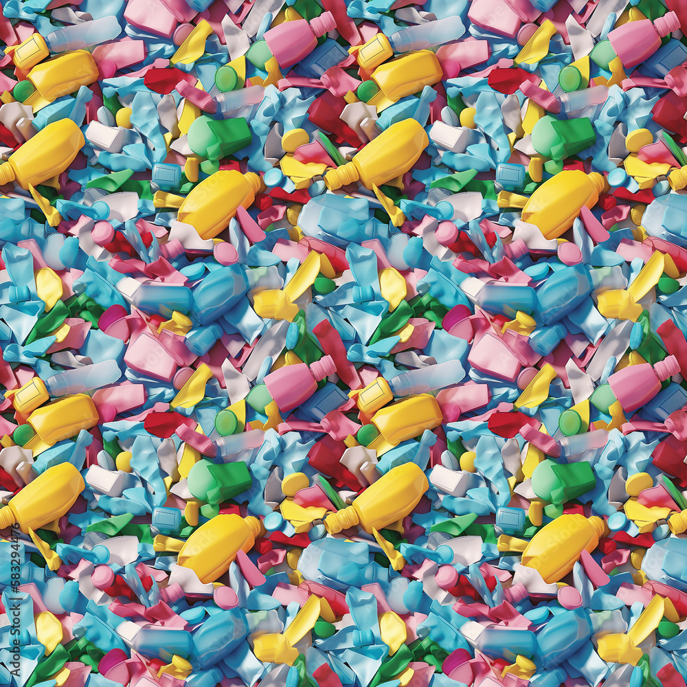 Seamless plastic bottles background pattern. Recycling and plastic ...