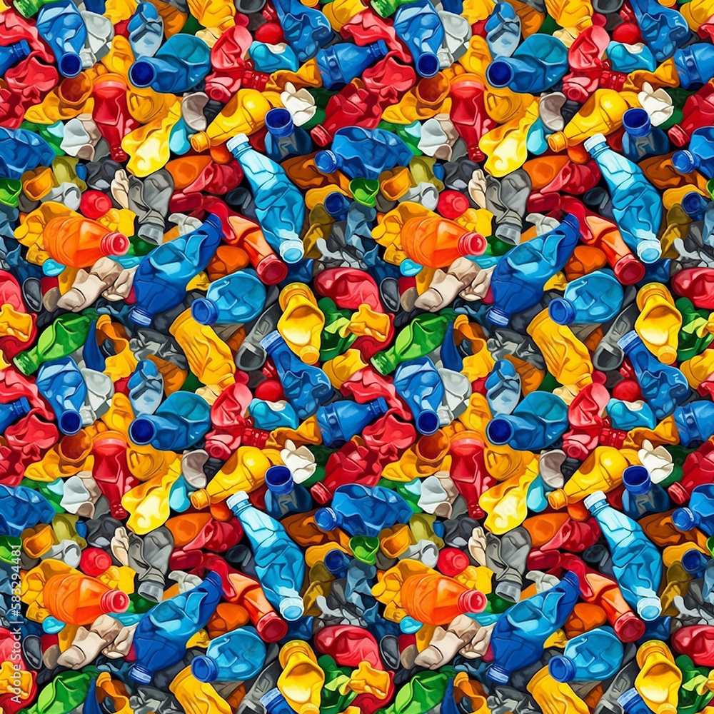 Seamless plastic bottles background pattern. Recycling and plastic ...