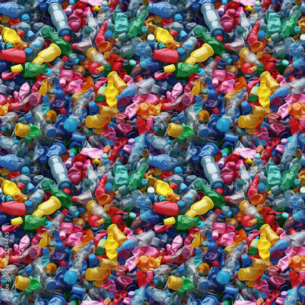 Seamless plastic bottles background pattern. Recycling and plastic ...