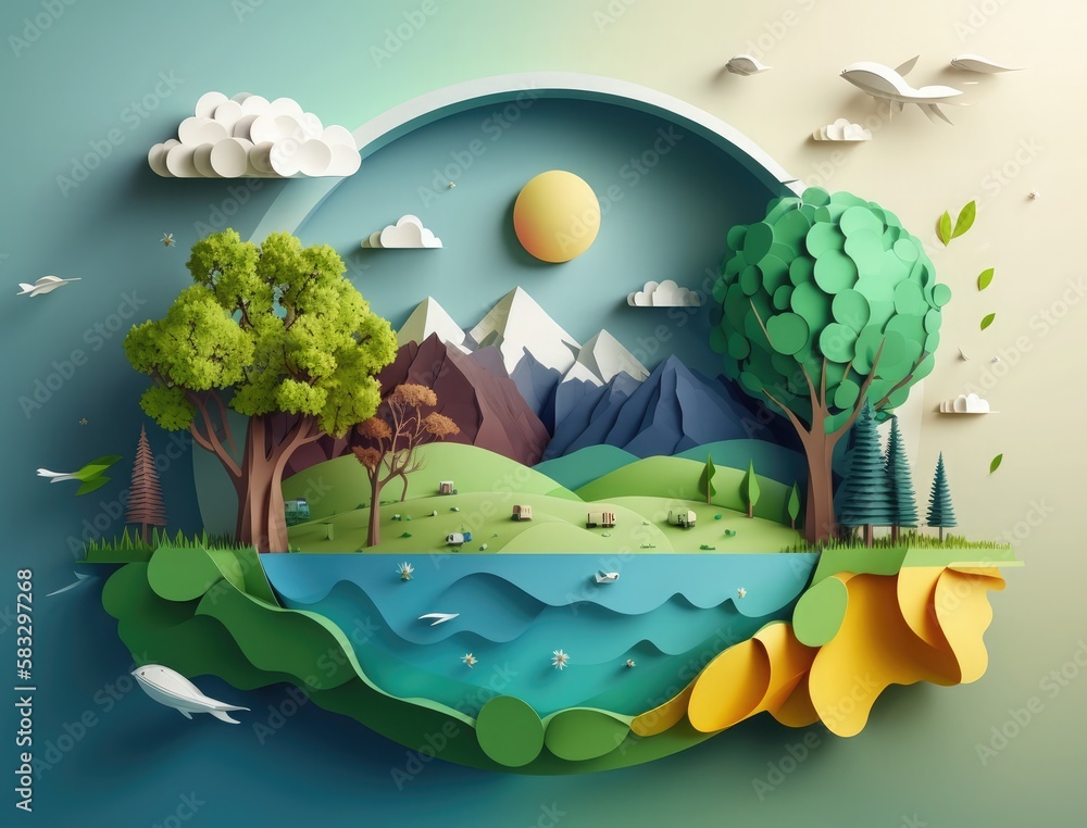 world environment day paper style background, save clean planet ...