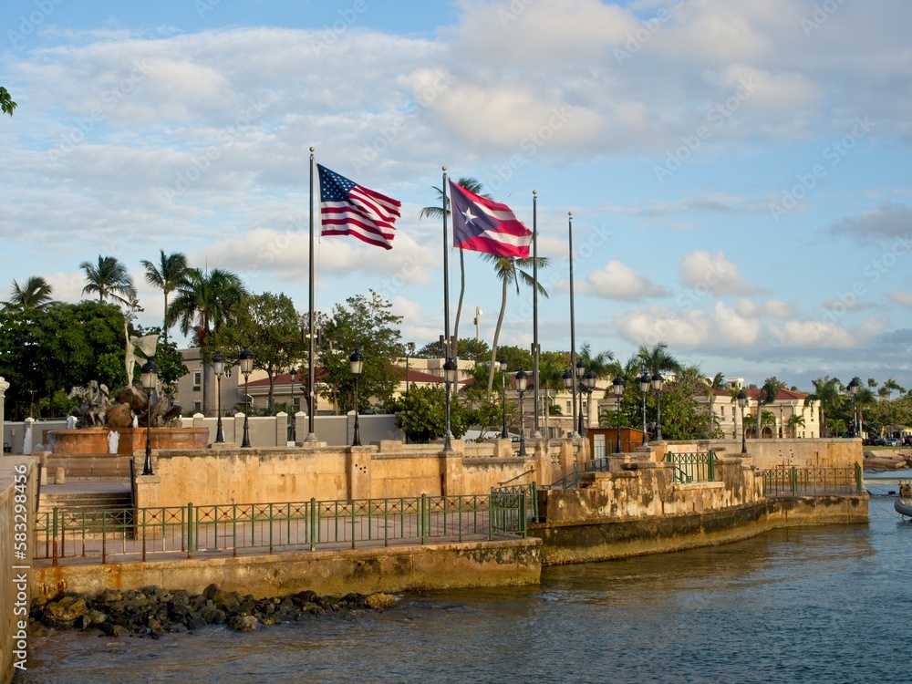 The Puerto Rican Flag and the US Stars and Stripes fly at the ...