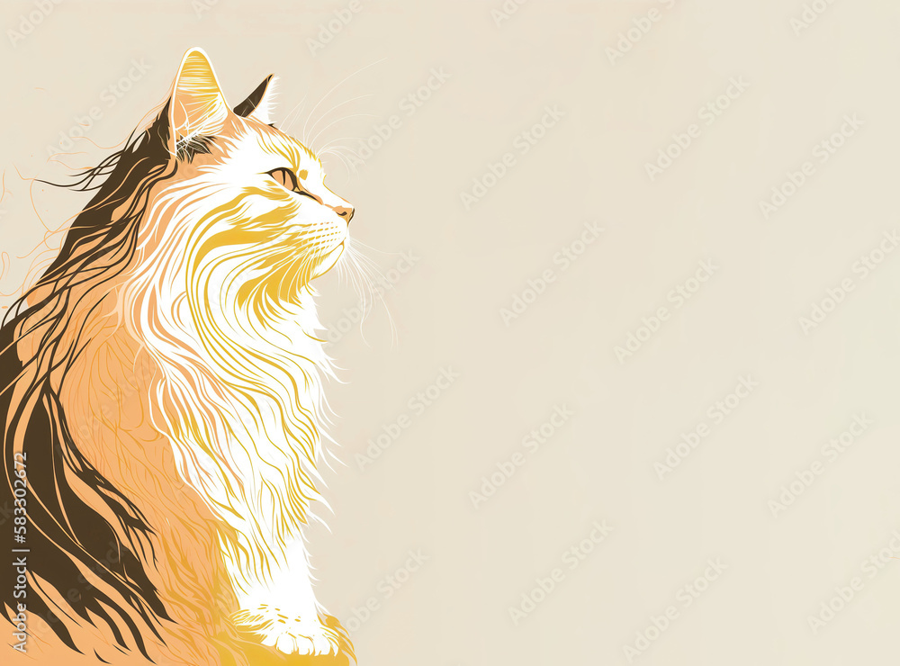 Cat kitten pet illustration line drawing realistic cute funny line art ...