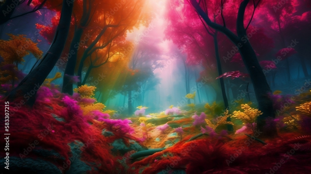 AI Generated Art of Nature Forests Landscapes Stock Illustration ...