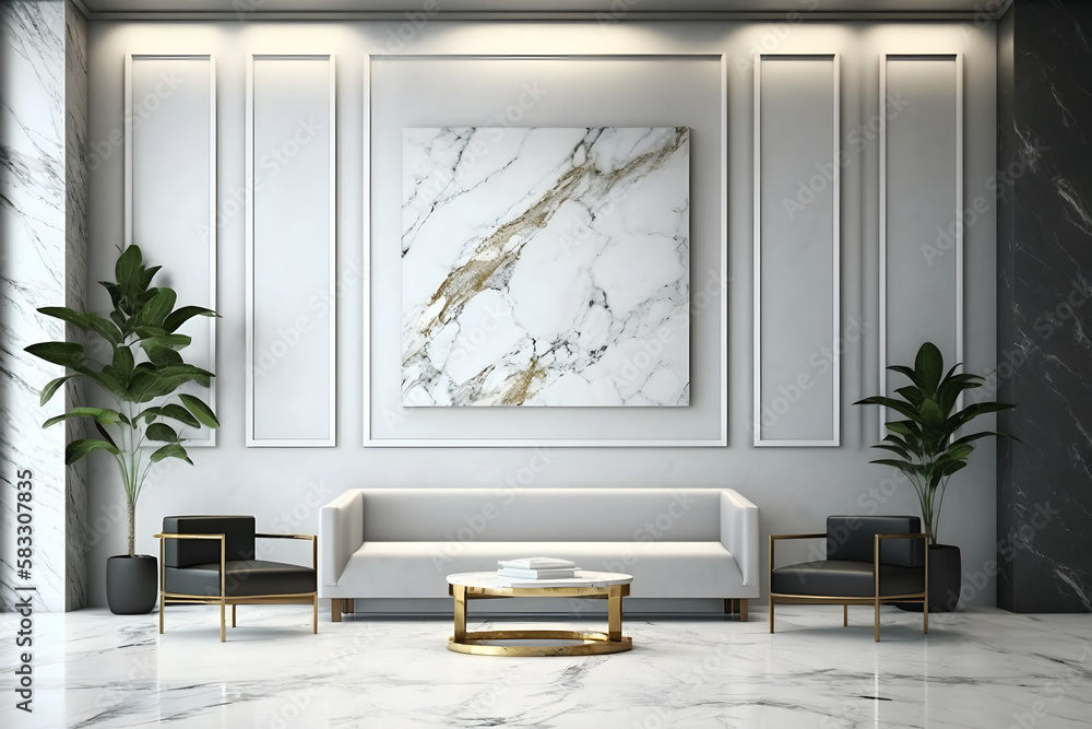 blank mock up in modern luxury interior hospital lobby receptionist ...