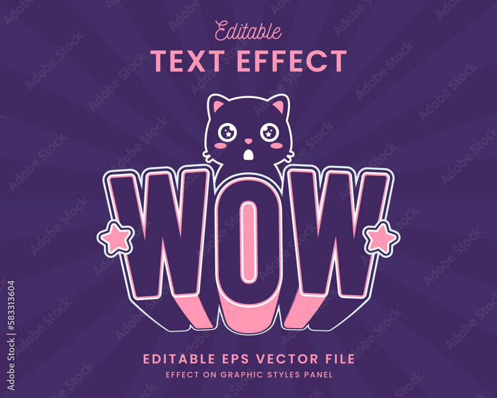decorative editable cat text effect vector design Stock Vector | Adobe ...