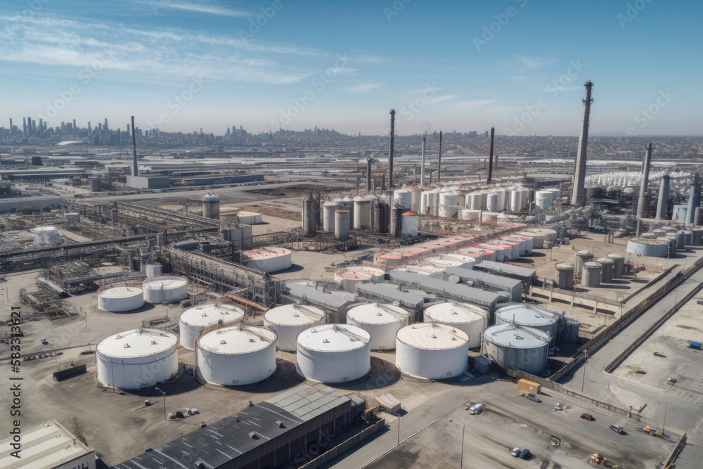 A sprawling industrial complex with multiple factories, warehouses, and ...