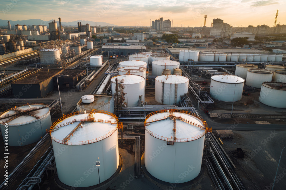 A sprawling industrial complex with multiple factories, warehouses, and ...