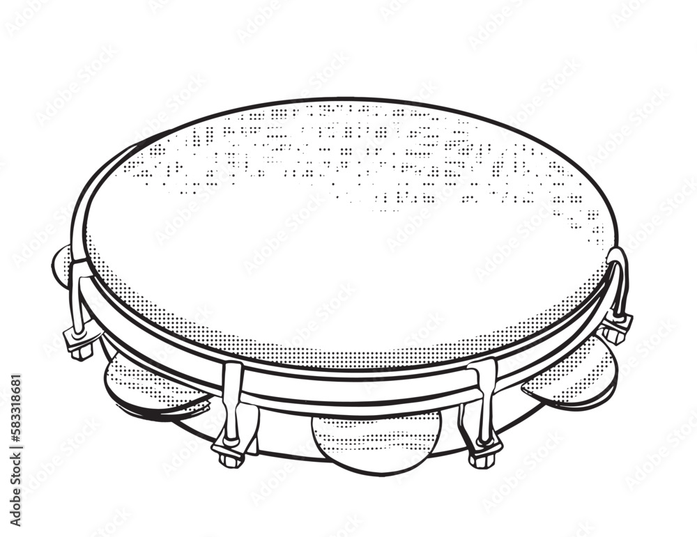 Outline drawing tambourine illustration. This is a type of hand drum ...