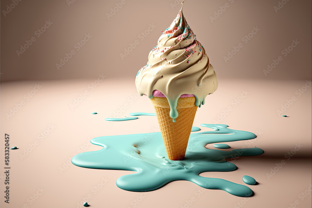 ice cream drop on floor, Made by AI,Artificial intelligence Stock ...
