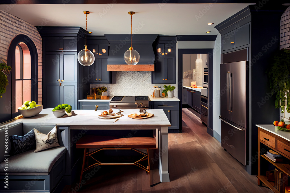 Interior design of a multi-functional kitchen design that includes a ...