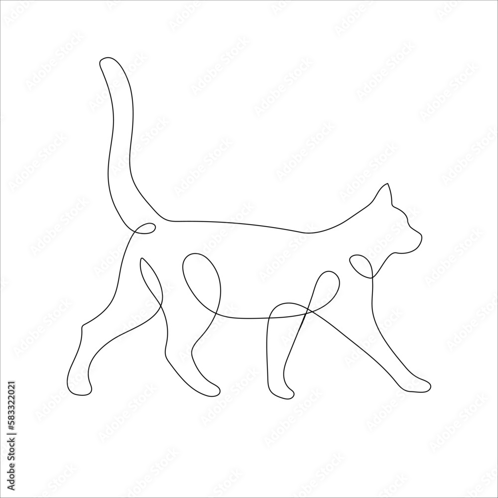 Cat in one line drawing style. Abstract and minimalist cat icon ...