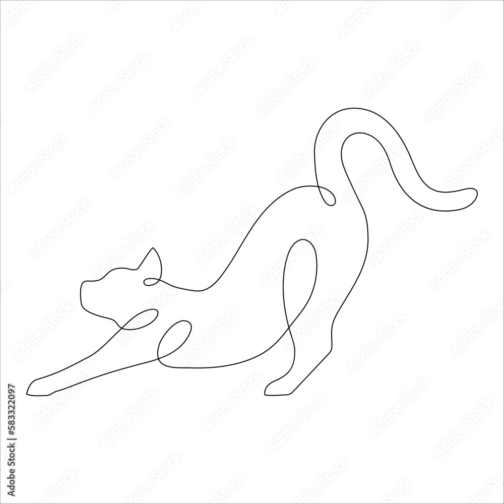 Cat in one line drawing style. Abstract and minimalist cat icon ...