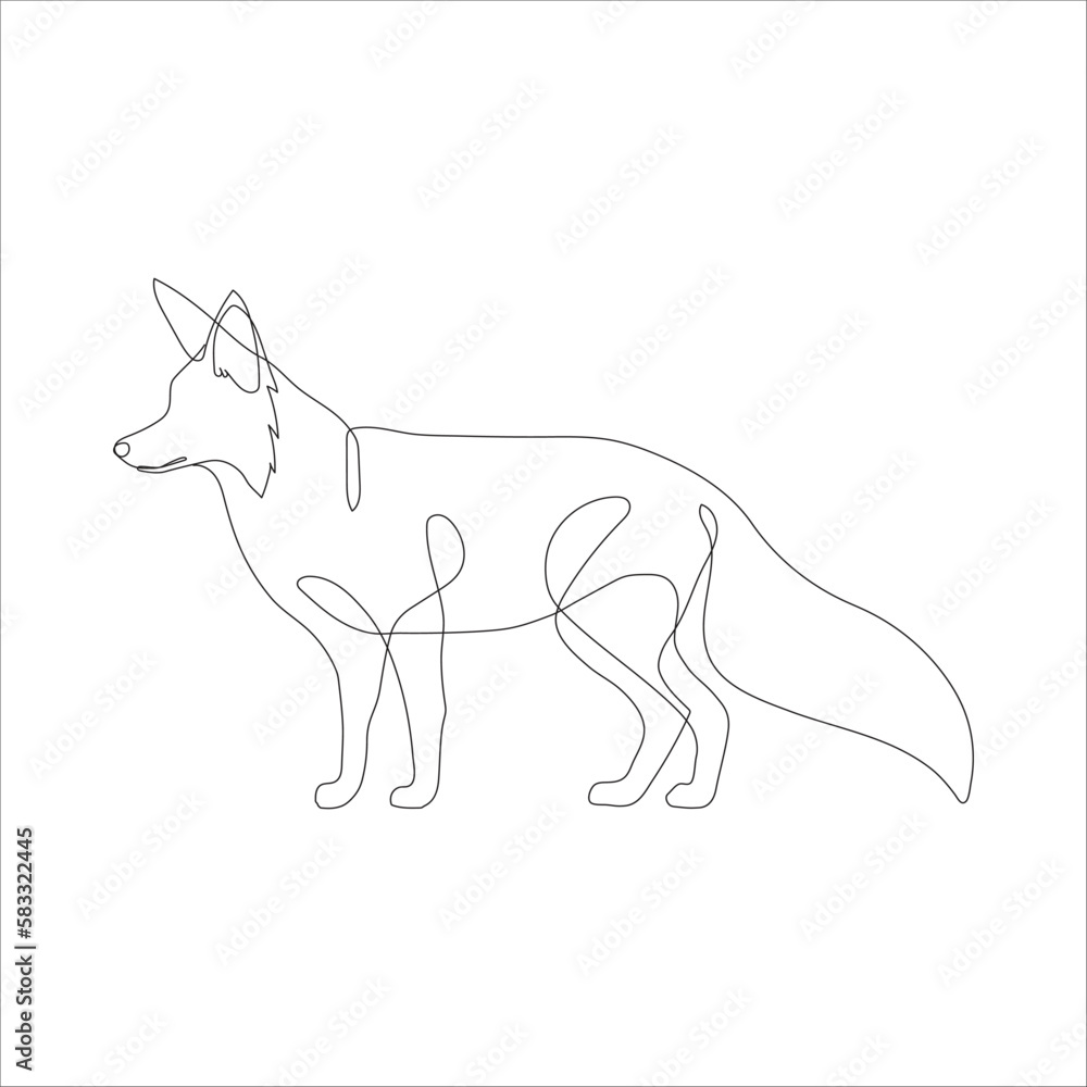 Fox in line art and abstract icon. Fox wall art decoration design ...