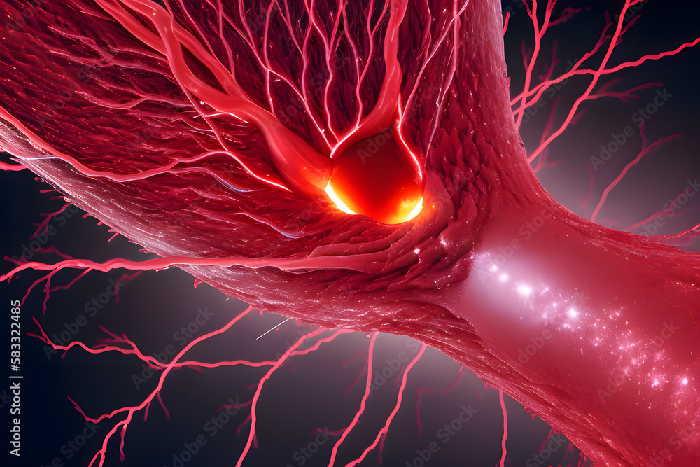 Electric discharge between red blood cells erythrocytes in an artery on ...