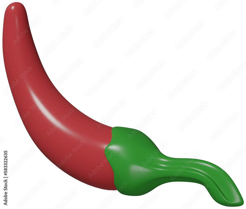 3D illustration render vegetable red pepper on transparent background ...
