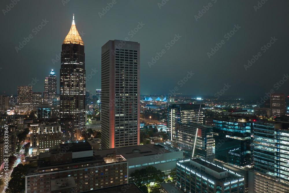 Night urban landscape of downtown district of Atlanta city in Georgia ...