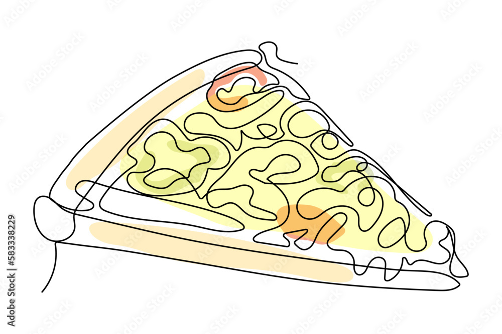 One pizza line in line art style. Vector art illustration. Banner ...