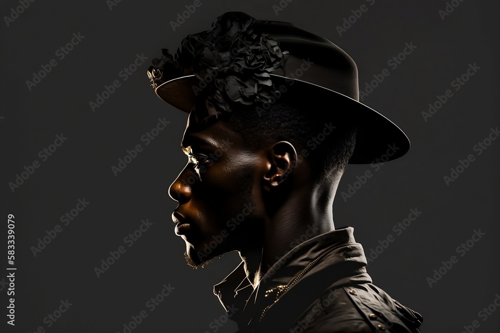 Profile of black man with hat. silhouette of black man wearing a fedora ...