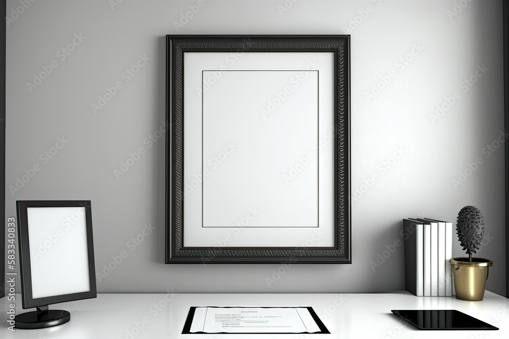 Empty frame on office wall diploma degree certificate credentials image ...