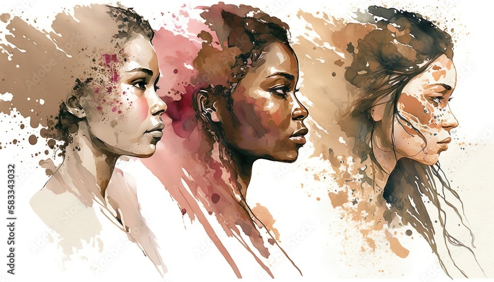 Multicultural portraits of young women symbolize the success of ...