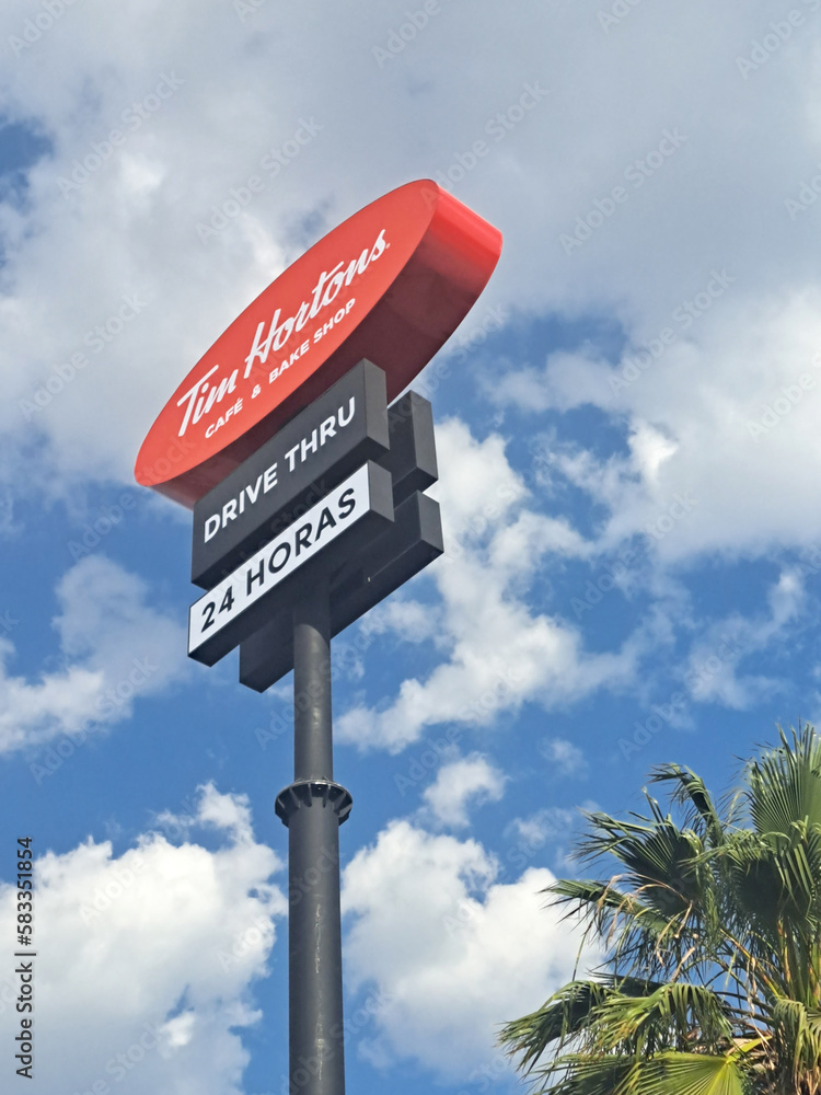 Querétaro, Mexico - Feb 13 2023: The Canadian restaurant chain, Tim ...