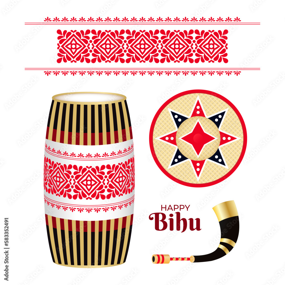Happy Bihu Assam New Year. Traditional India Harvest Festival Graphic ...