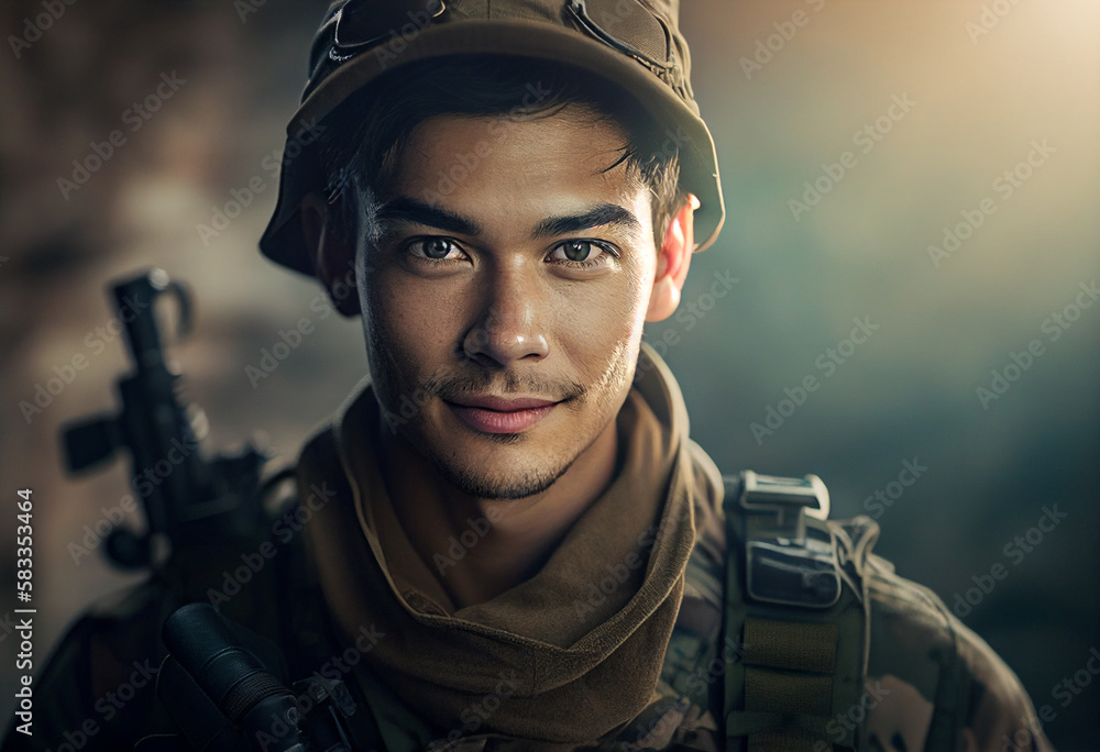 Portrait of a Army soldier in Protective Combat Uniform Special ...