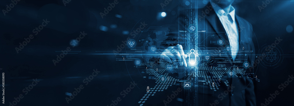 Businessman Drawing Client Network Structure Growing On Network ... Businessman Drawing Client Network Structure Growing On Network ...