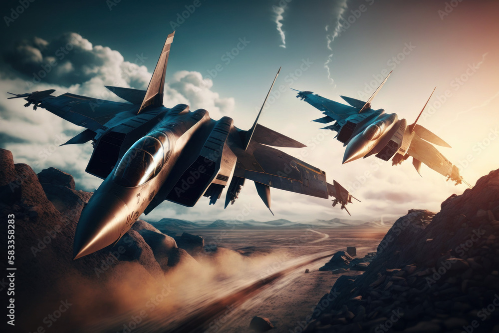 Photorealistic ai artwork concept designs for fighter jets and planes ...