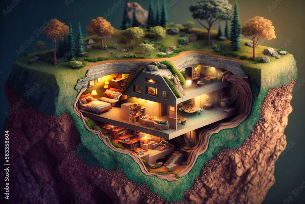 Subterranean dwellings integrated with the Earth, providing natural ...