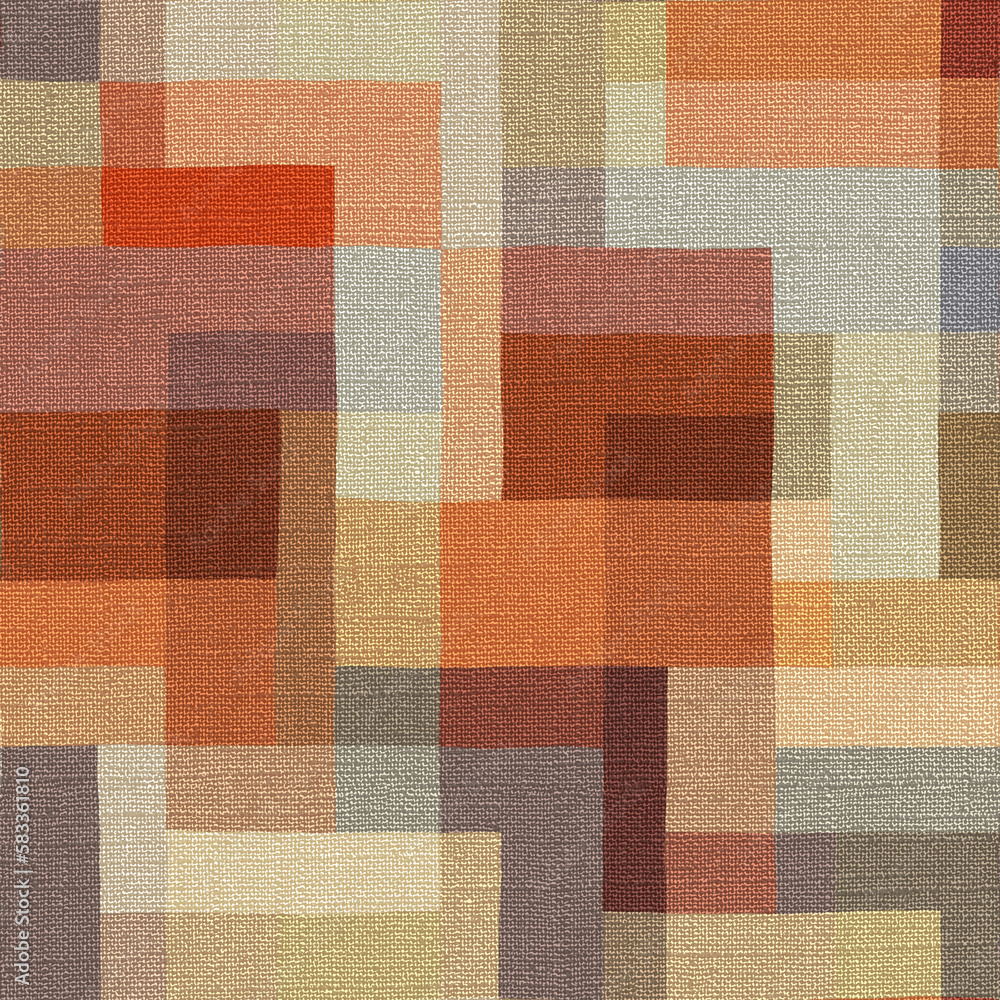 Rug seamless texture with rectangle pattern, ethnic fabric, grunge ...