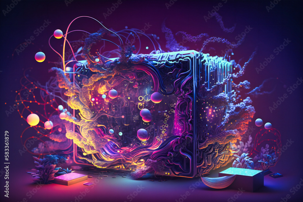 Abstract representation of quantum computing processes, featuring ...