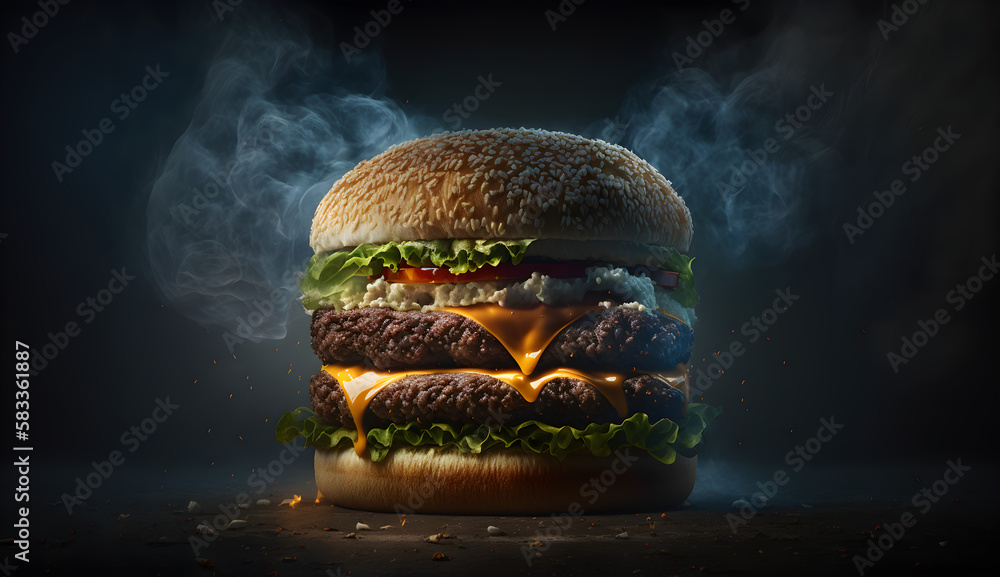 mega burger, studio burger photo. professional photo in studio lighting ...