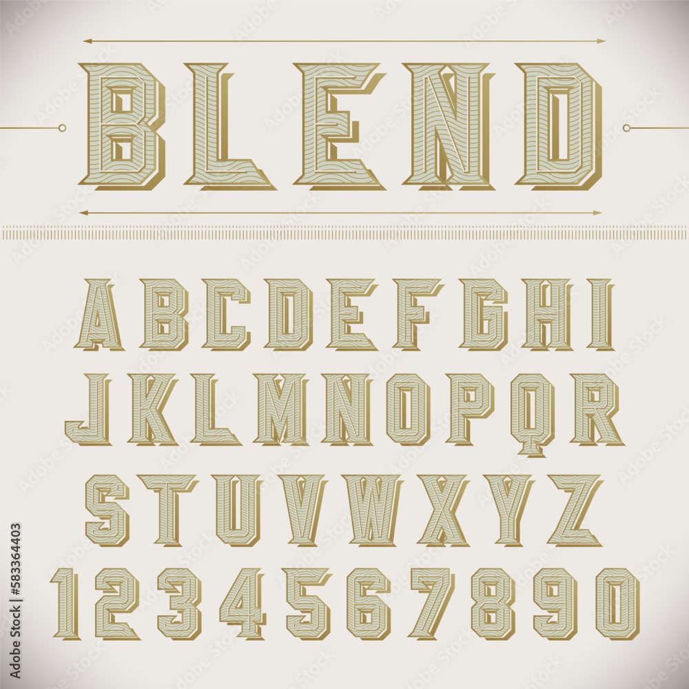 Vector Retro Font with shadow. Vintage Alphabet on white background ...